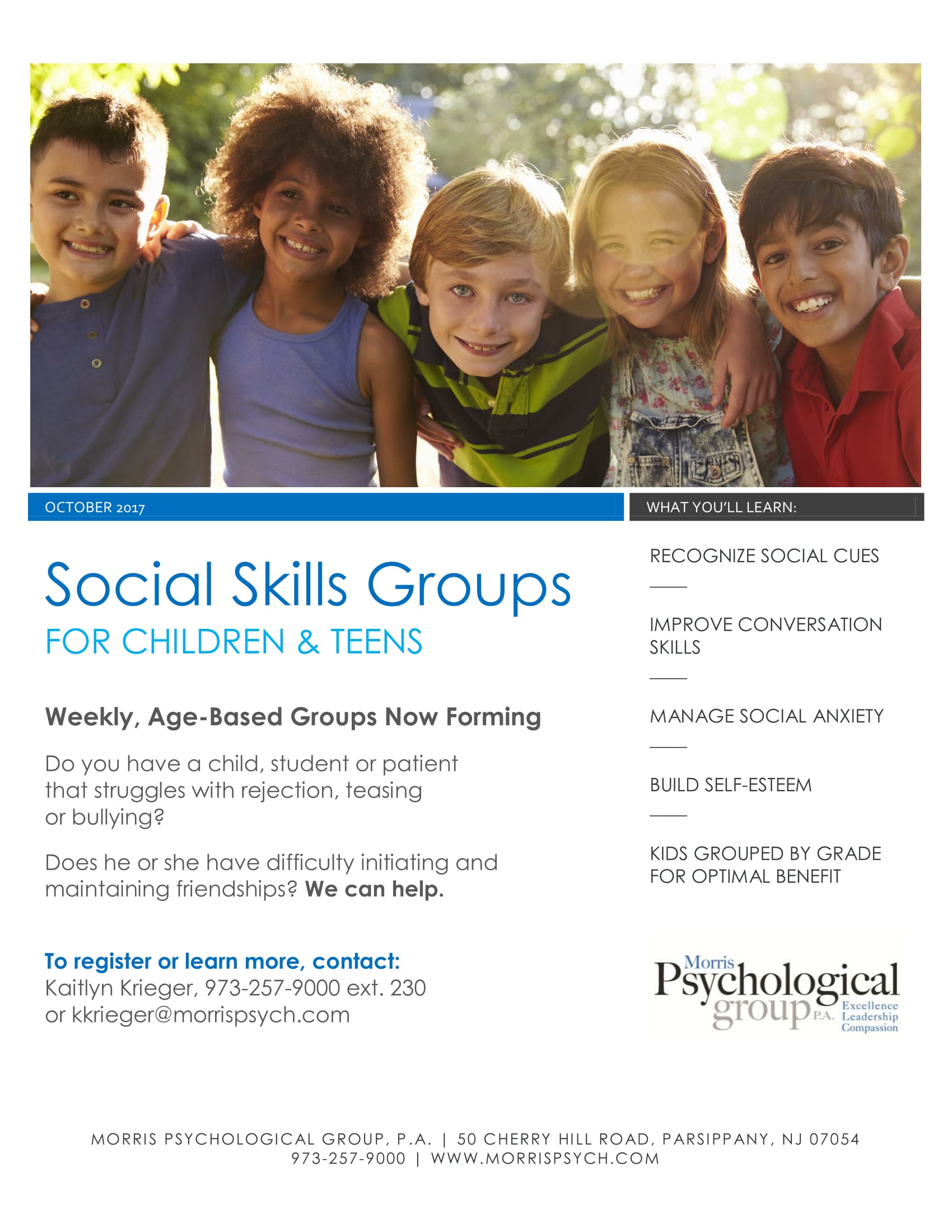 New Social Skills Groups For Children And Teens Are Now Forming